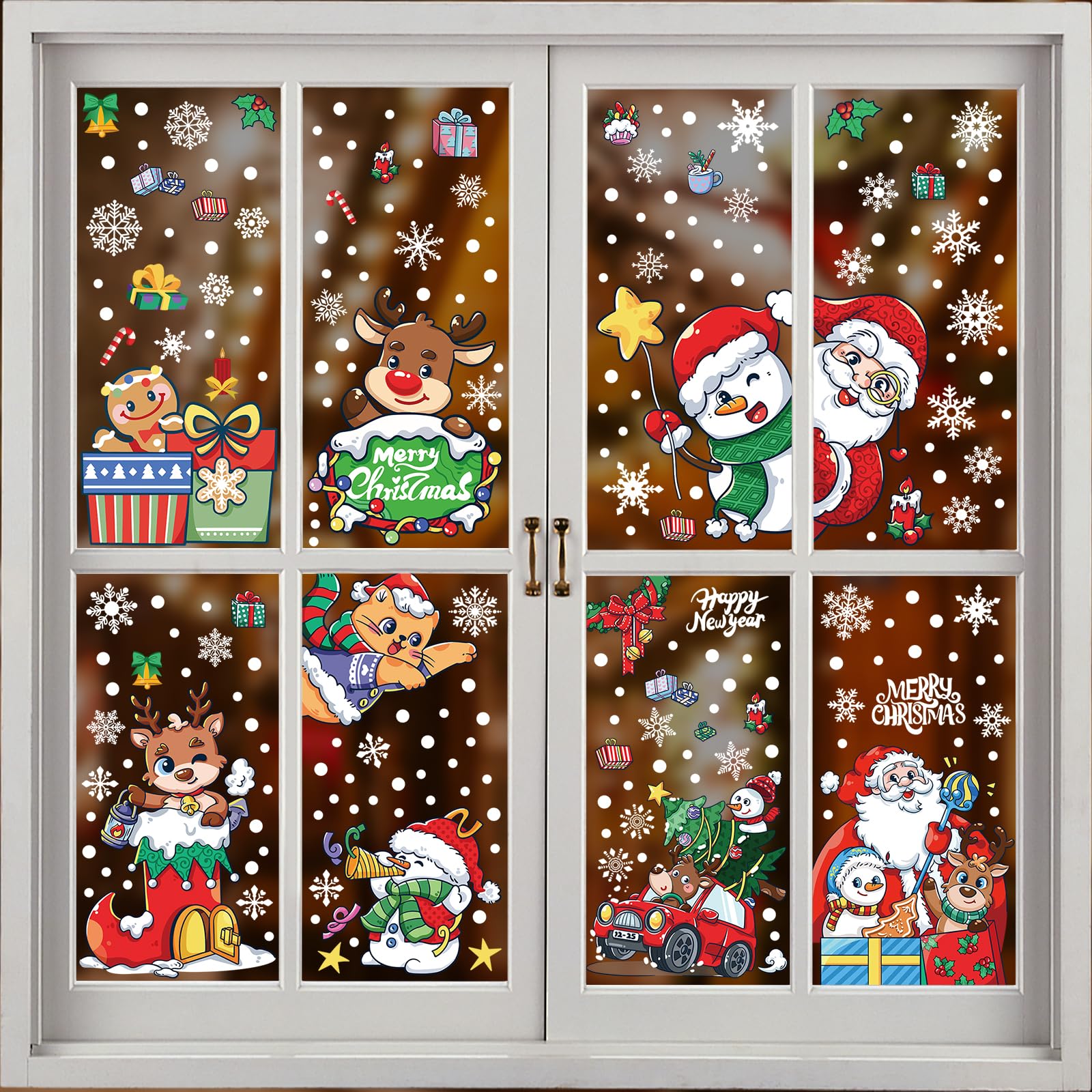 Amazon.com: Christmas Window Clings - 230Pcs Stickers, 8 Sheets, Non ...