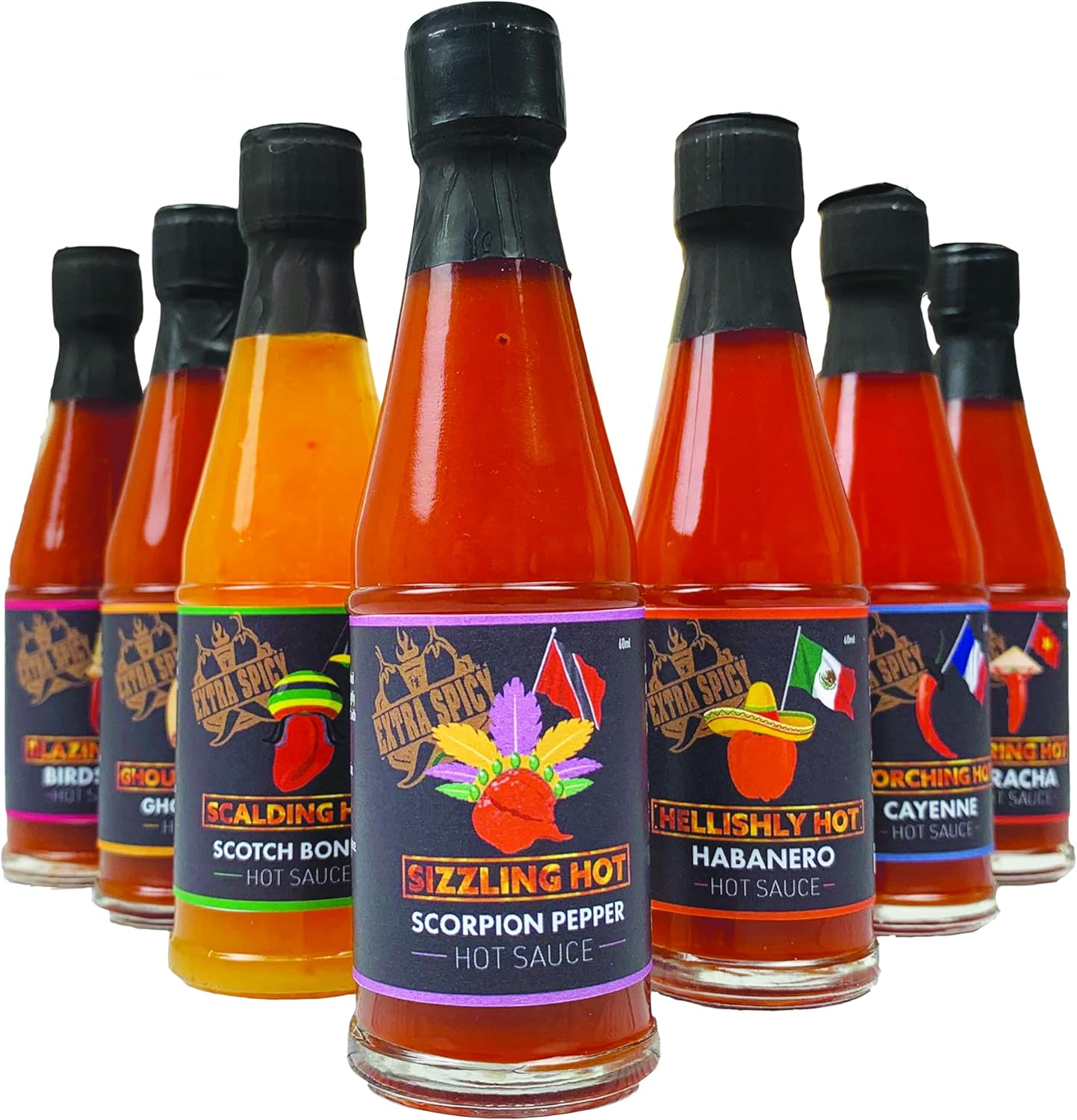 Treat Factory Chilli Traveller 7 Bottle World Chilli Peppers Hot Sauce ...