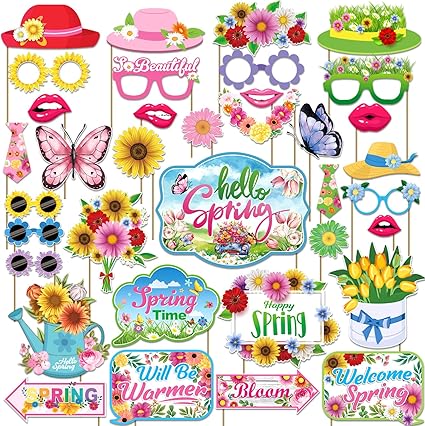Amazon.com: 36Pcs Spring Party Decorations Photo Props, Spring ...