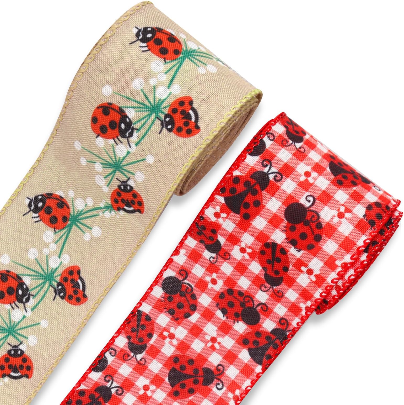 Amazon.com: ABTOLS 2 Roll 10 Yards Ladybug Ribbons, 2.5" Red White ...
