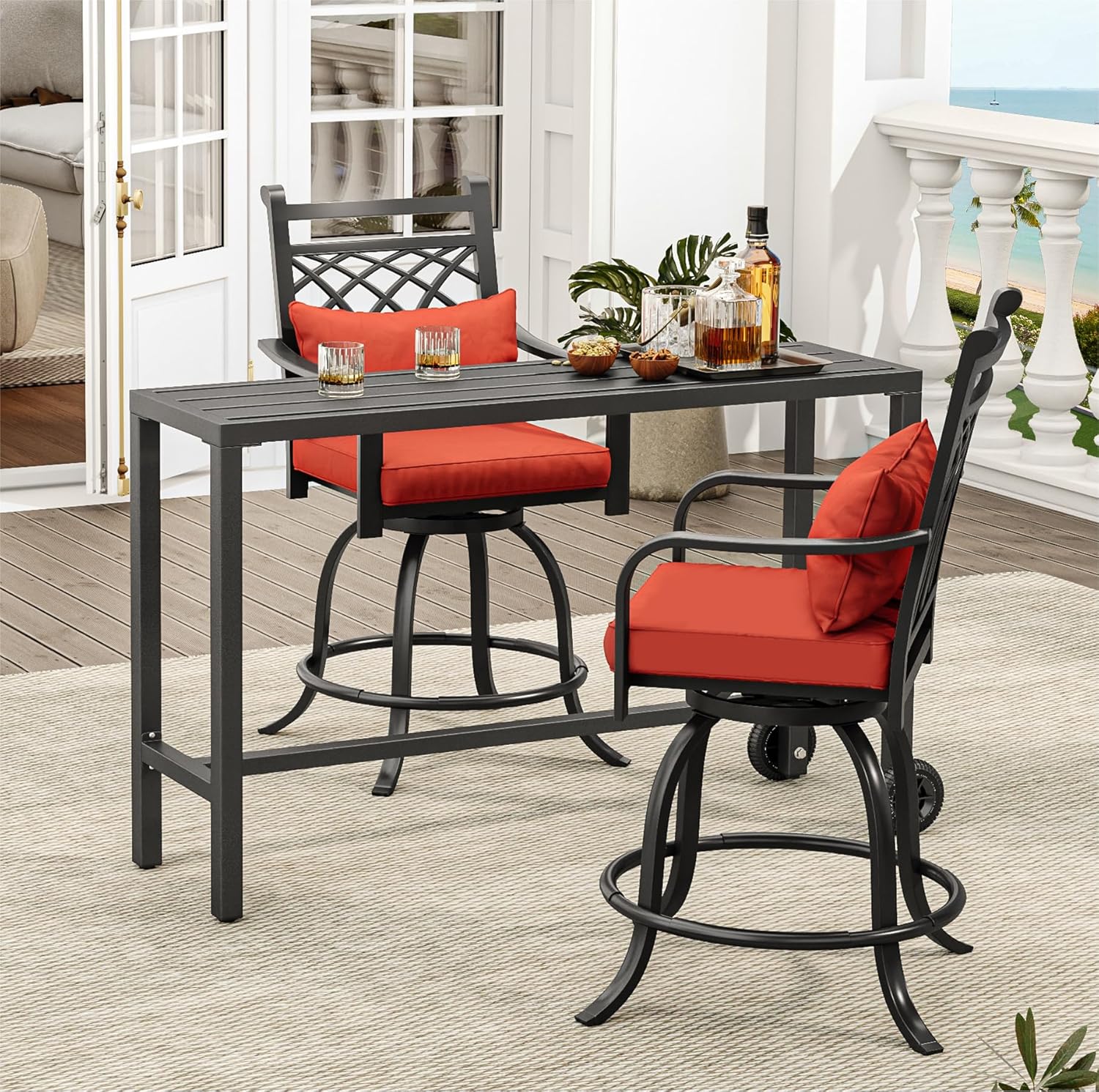 Amazon.com: YITAHOME 3 Piece Outdoor Bar Table with Stools, 55" Bar ...