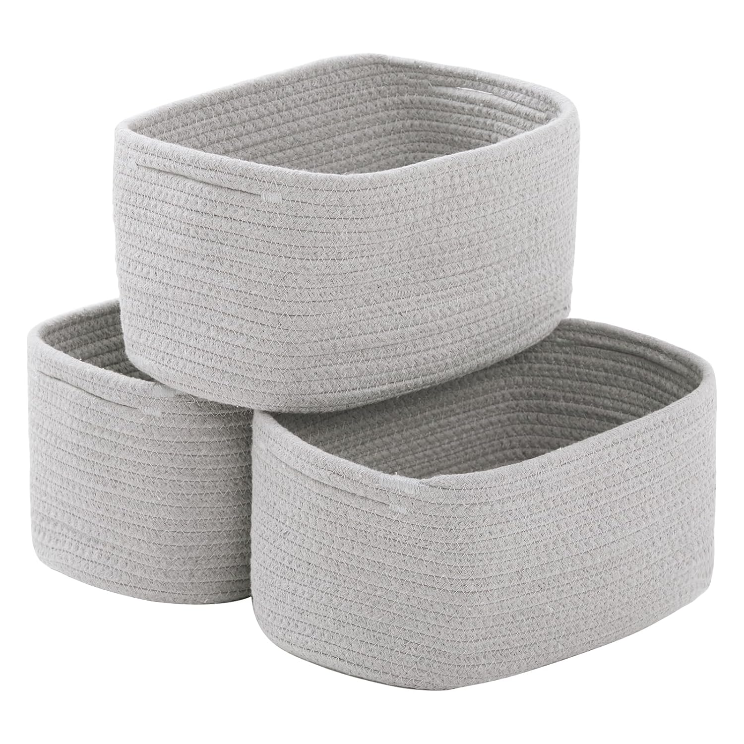 Amazon.com: R RUNKA Small Cotton Rope Storage Basket Set of 3-11"x7"x7 ...