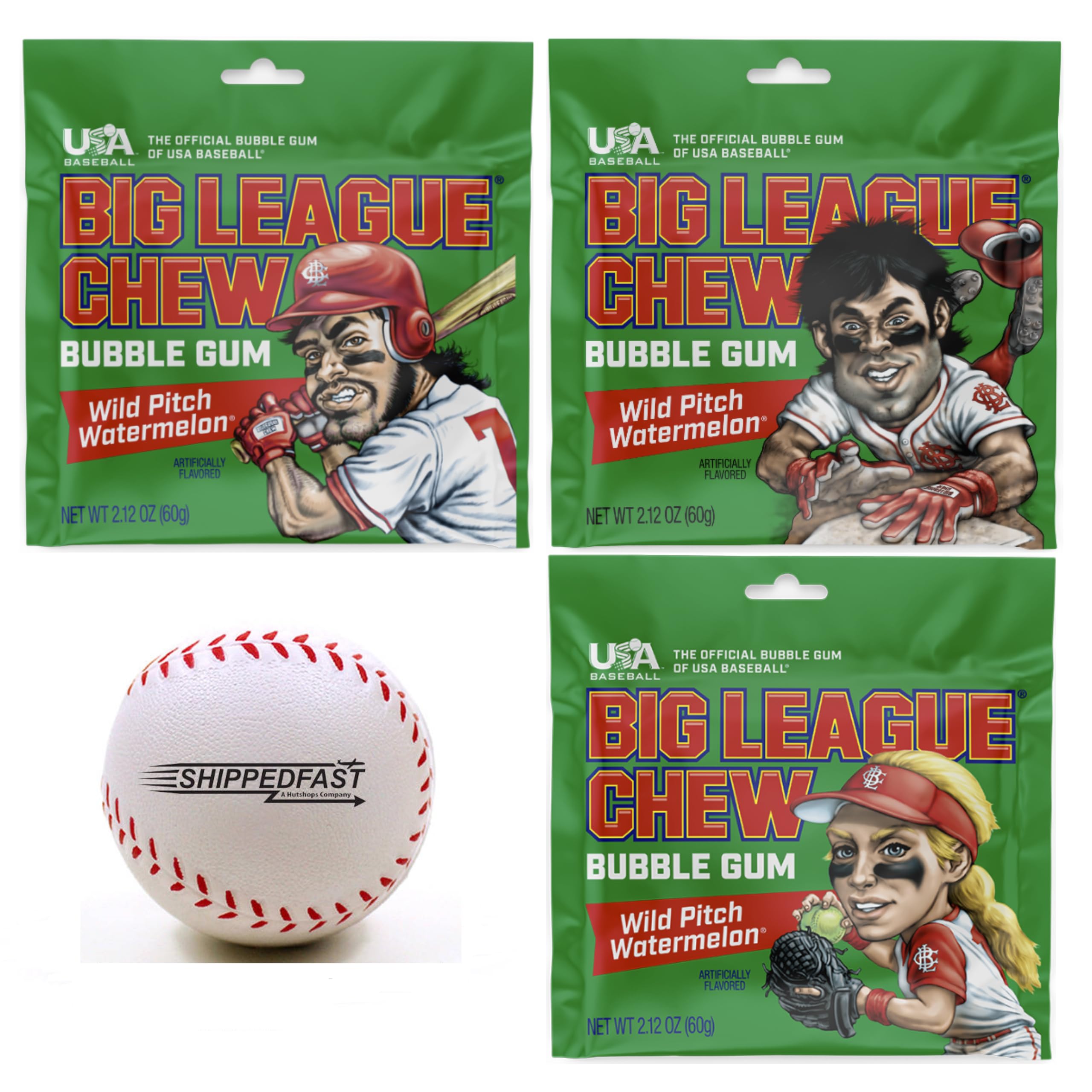Amazon.com : Big League Chew - Wild Pitch Watermelon - (Pack of 3 ...