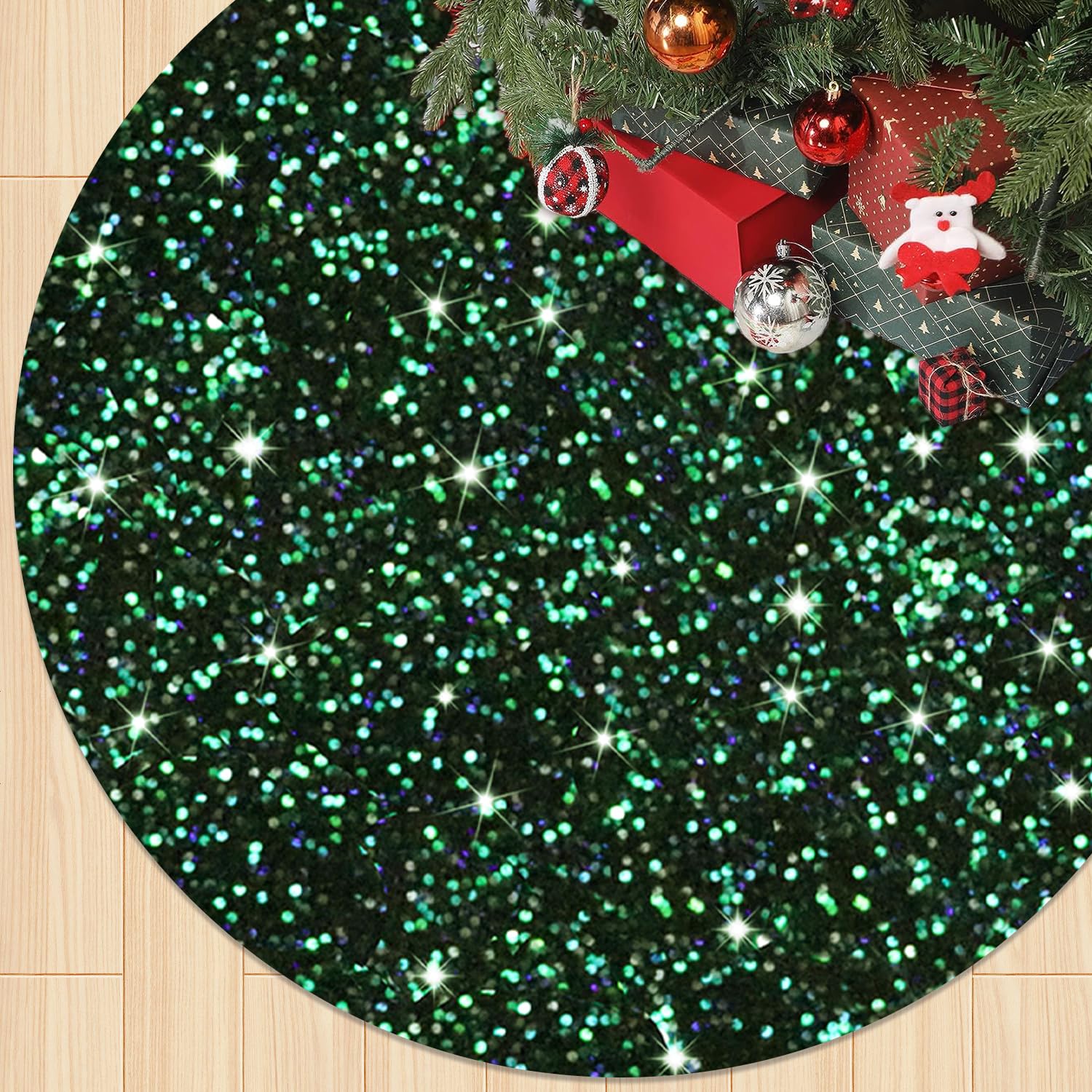 Amazon.com: FOTSHARER 36 inch Christmas Tree Skirt Green Black Sequin ...