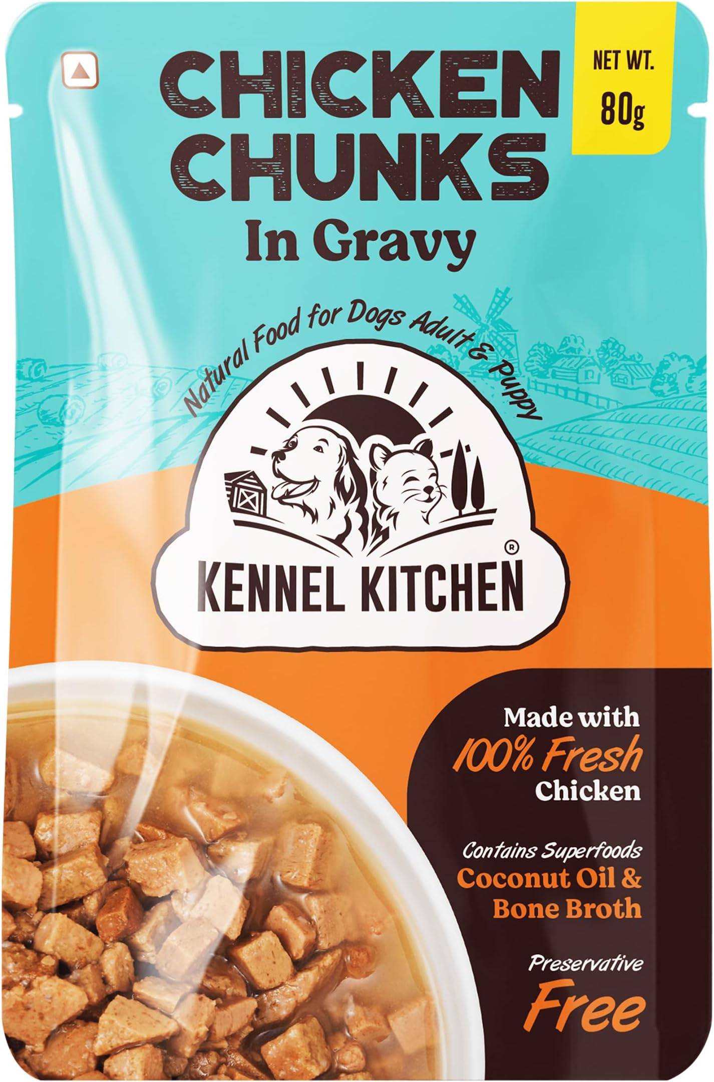Kennel Kitchen Chicken Chunks in Gravy, 80g (Pack of 12) | Wet Dog Food ...