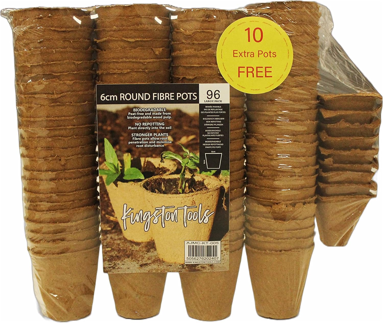 Kingston Tools Promo Pack 96x 6cm Round Biodegradable Peat-Free Fibre ...