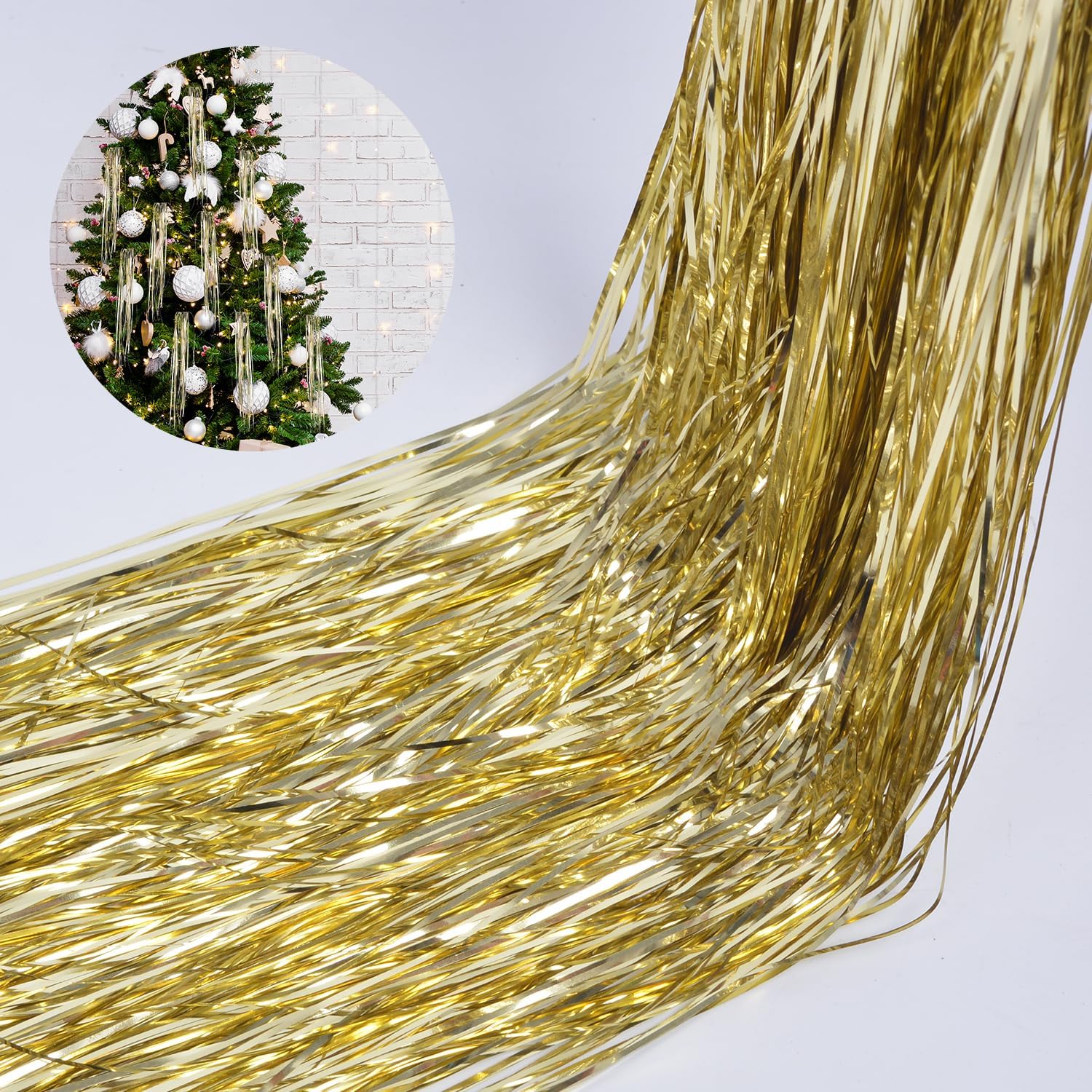 Amazon.com: YUKL Tinsel Icicles 4000 Strands Metallic Gold Tinsel ...
