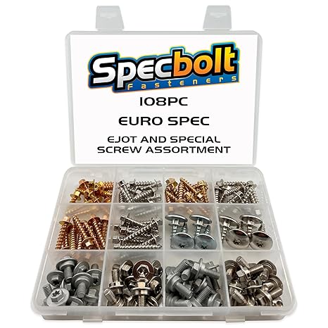 Amazon.co.jp: 108個 Master SPECBOLT ユーロプラスチック EJOT スペシャルスクリュー詰め合わせボルトキット ...