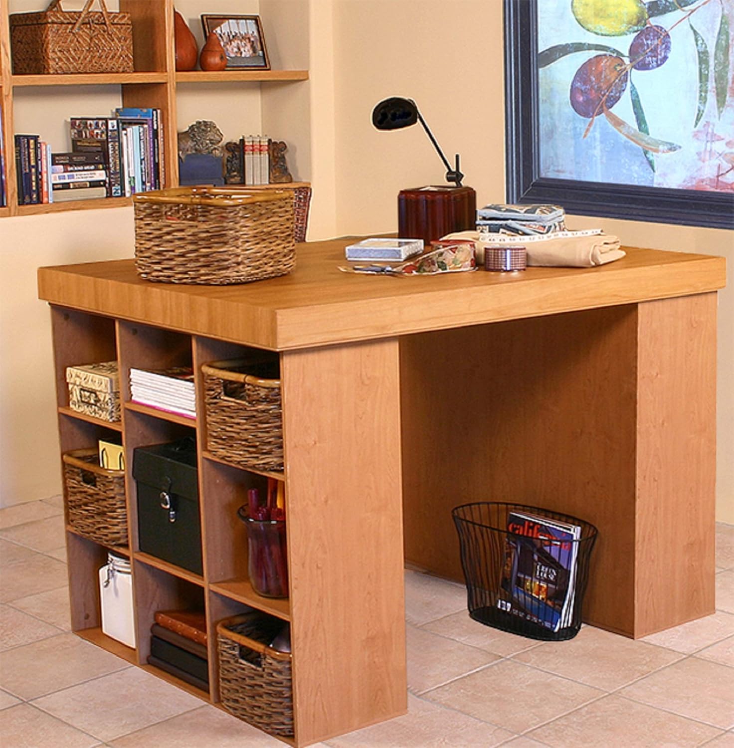 Amazon.com: Venture Horizon Project Center Desk with 2 Bookcase Sides ...