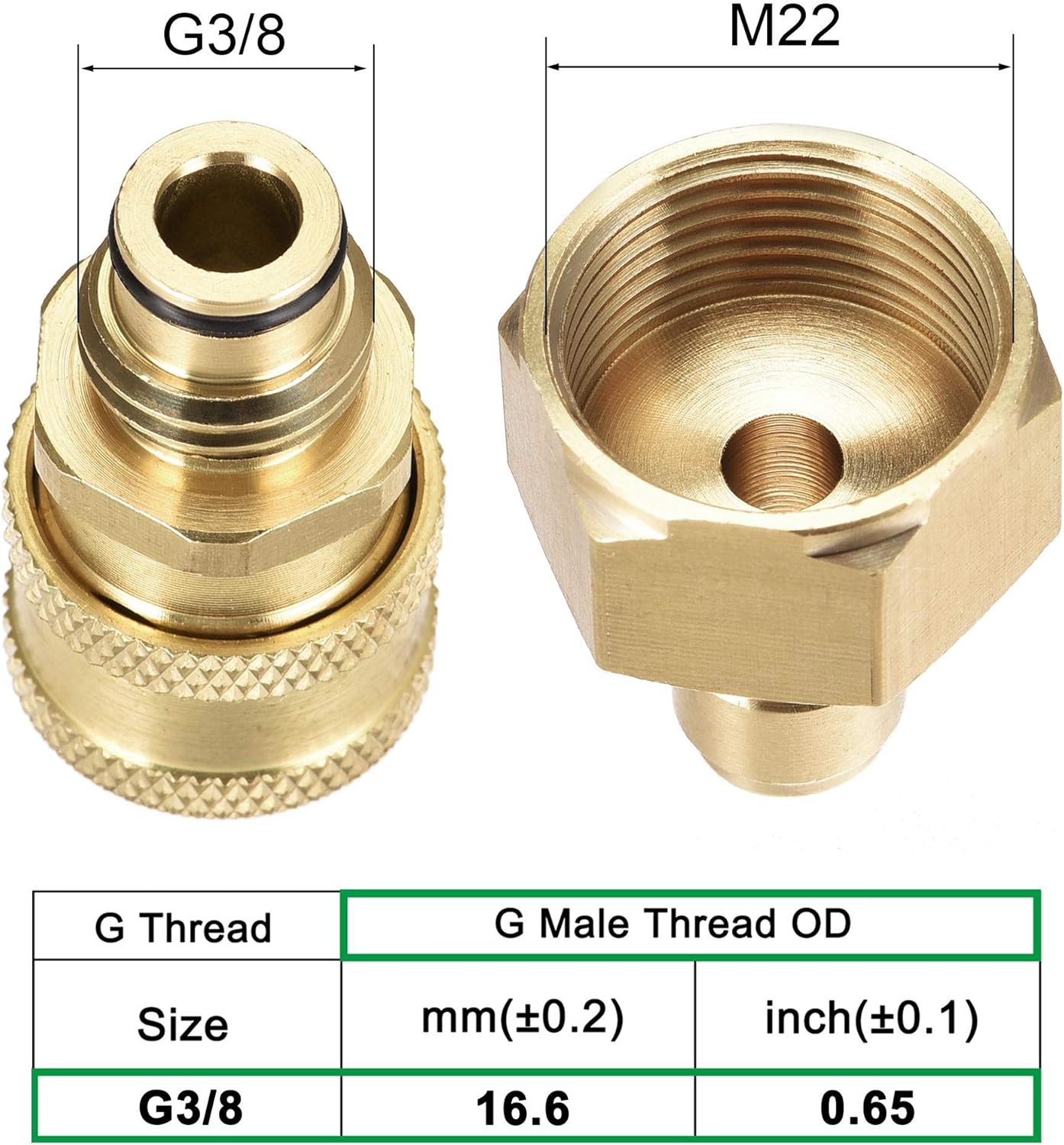 sourcing map Garden Hose Brass Quick Connect Set Fittings G3/8 Male ...