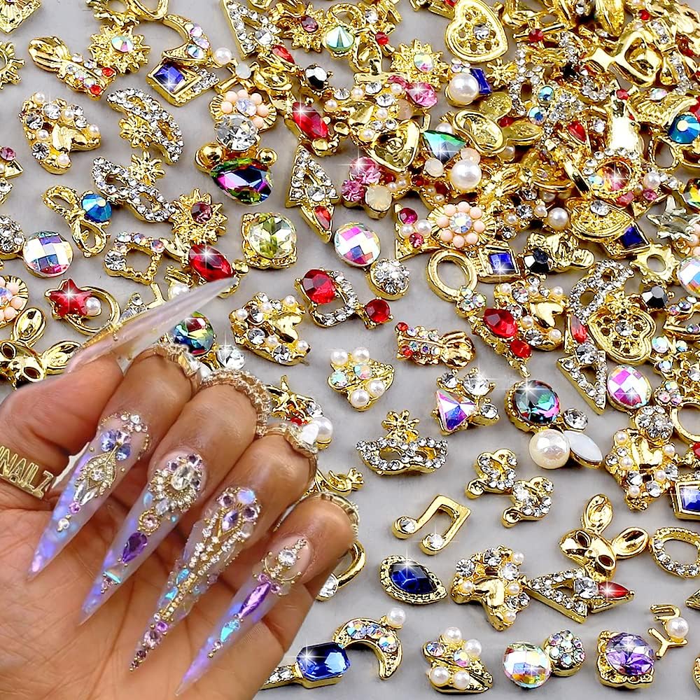 Amazon.com: 24pcs Crystal Clear Nail Rhinestones Luxury Nail Charms ...
