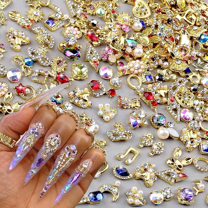 Amazon.com: 50pcs 3D Gold Nail Charms for Acrylic Nails Mix Styles ...