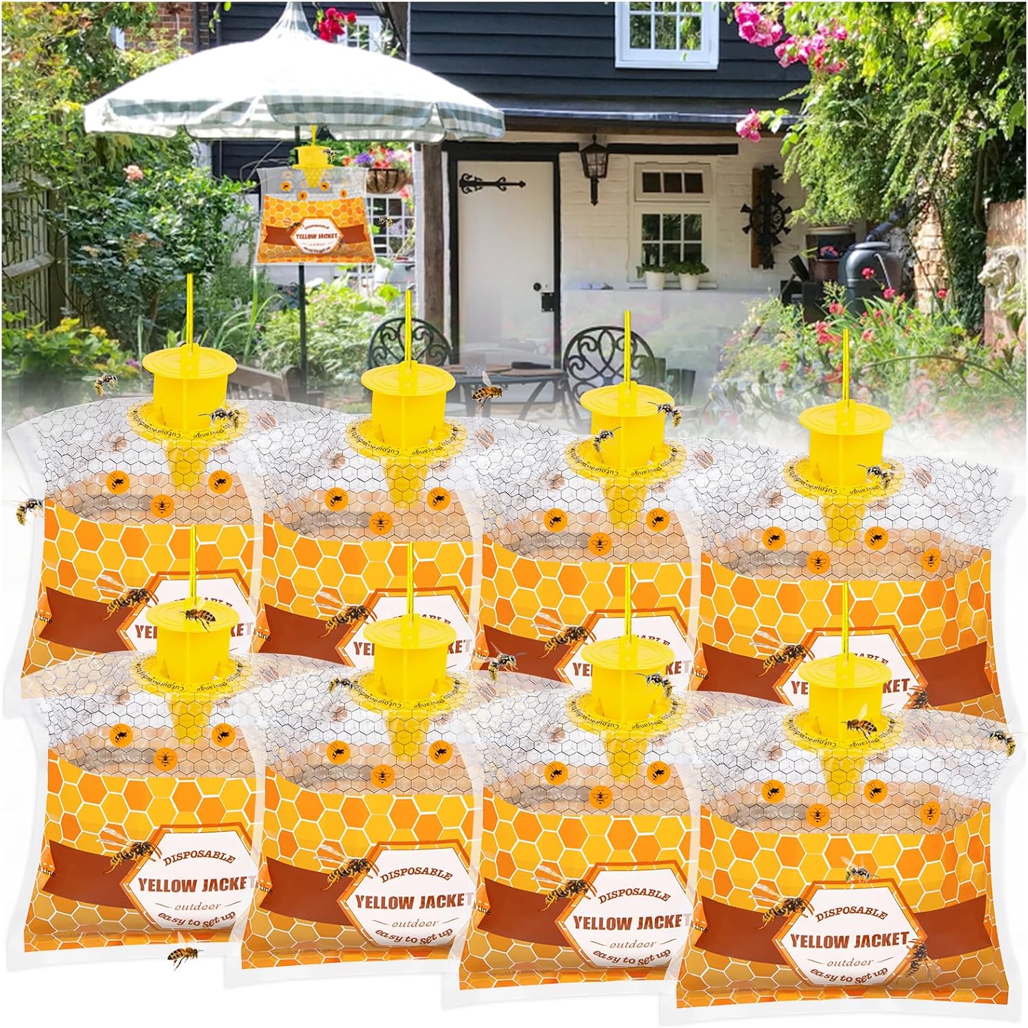 Amazon.com : 8 Pack Disposable Carpenter Bee Traps for Outside Wasp ...