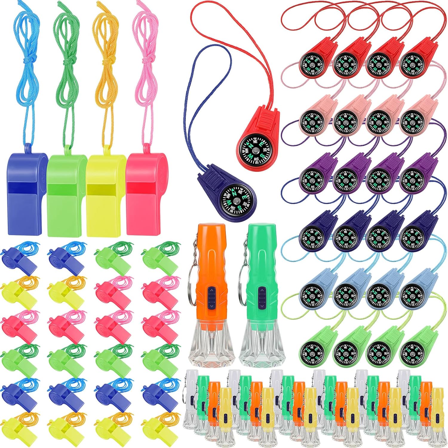 Amazon.com: 72 Pcs Camping Party Favors 24 Kids Compass Mini Survival ...
