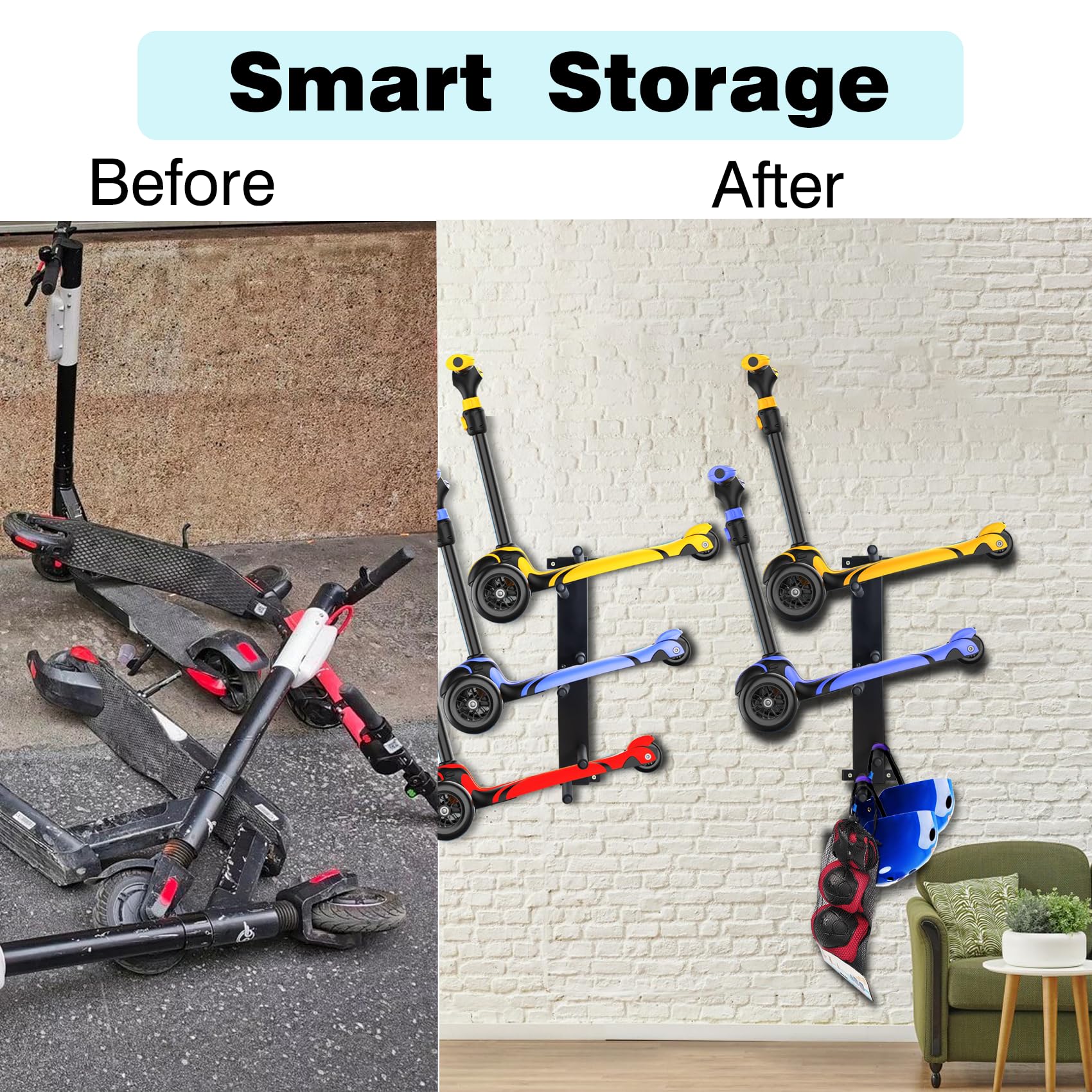 Bicycle Rack Scooter Rack Garage Storage Scooters Stand Holder Bike ...