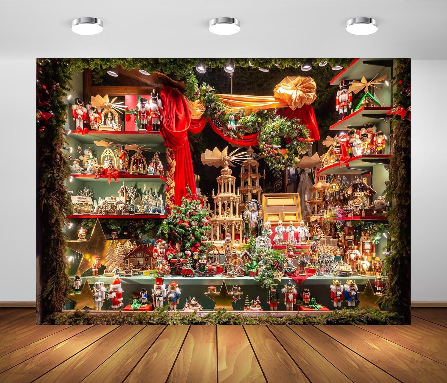 Amazon.com : BELECO 7x5ft Fabric Christmas Shop Backdrop Nutcracker ...