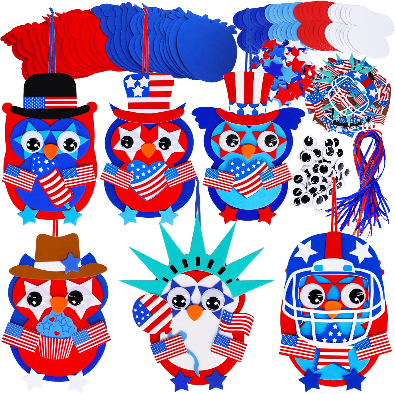Amazon.com: Winlyn 24 Sets Patriotic Craft Kits 4th of July Crafts DIY ...