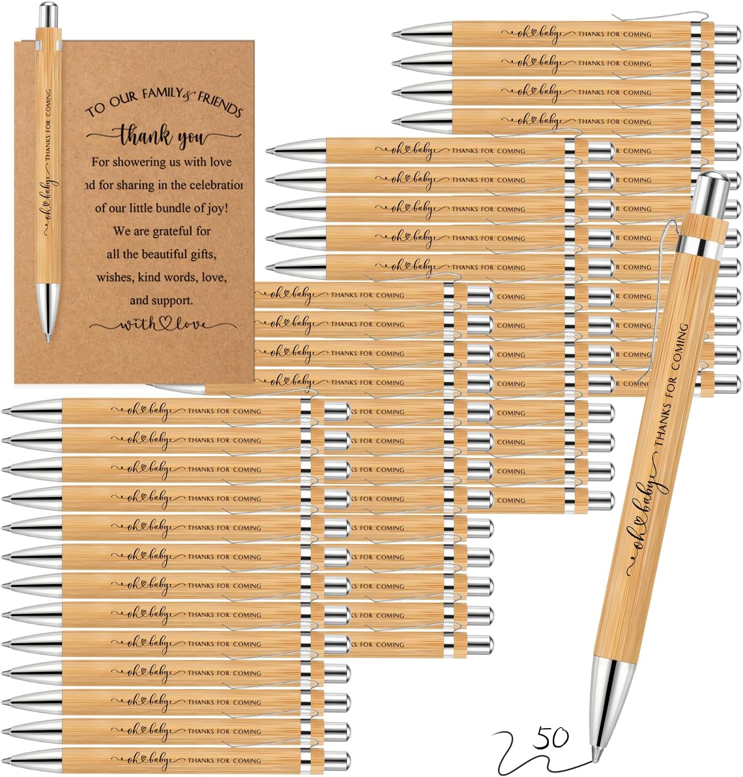 Amazon.com: 80 Sets Bridal Shower Favors Bamboo Ballpoint Pen Bulk for ...