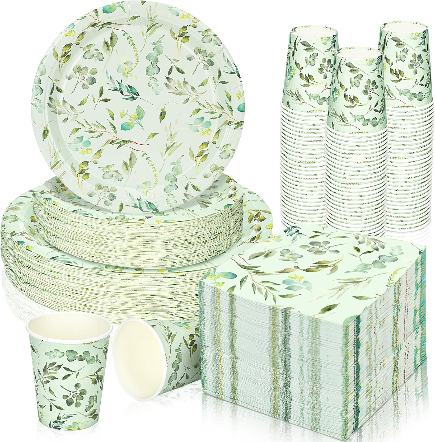 Amazon.com: Dandat 250 Pcs White Lace Disposable Tableware Set Paper ...