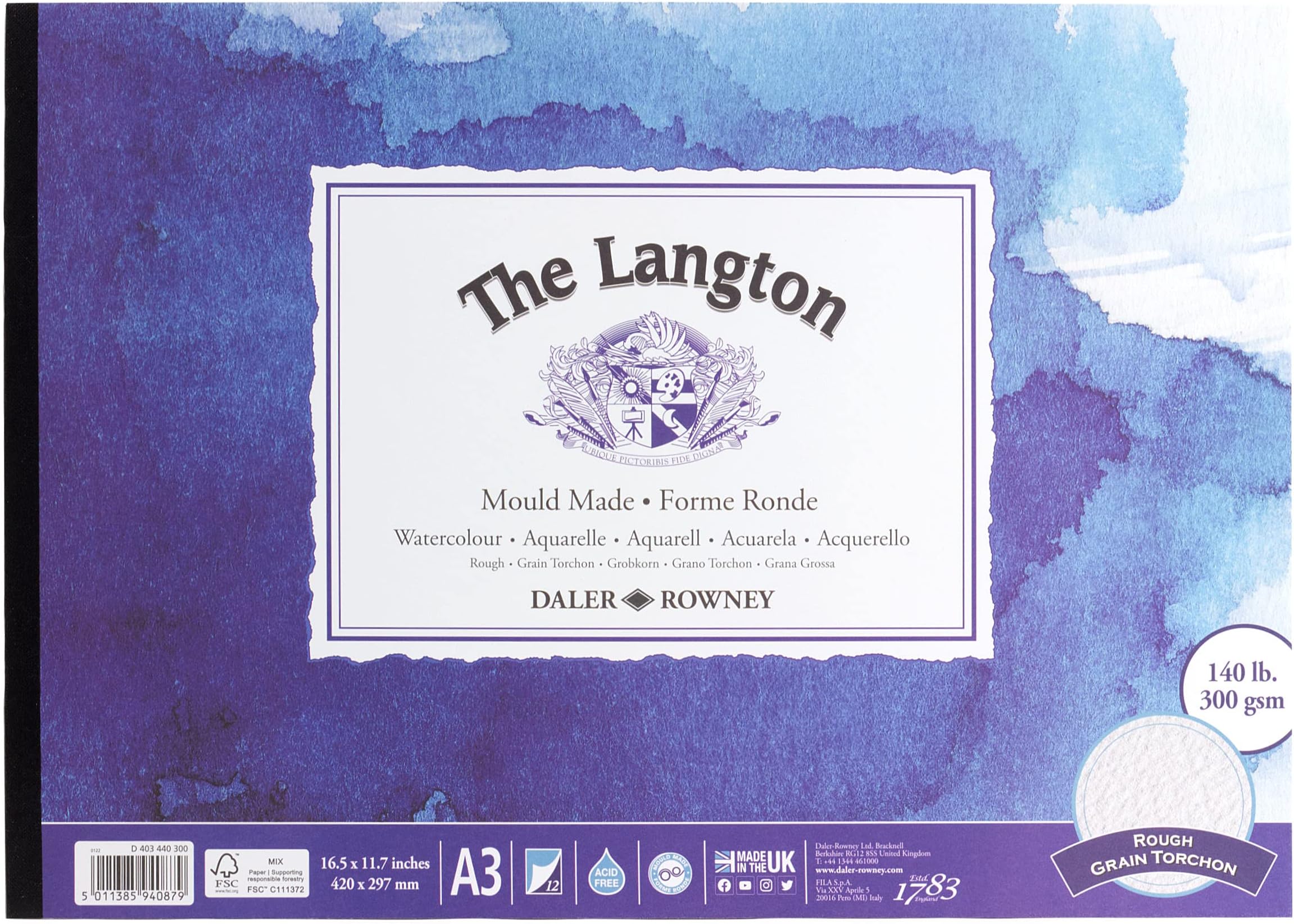 Daler-Rowney The Langton Watercolour Paper, Cold Pressed, 300 gsm ...