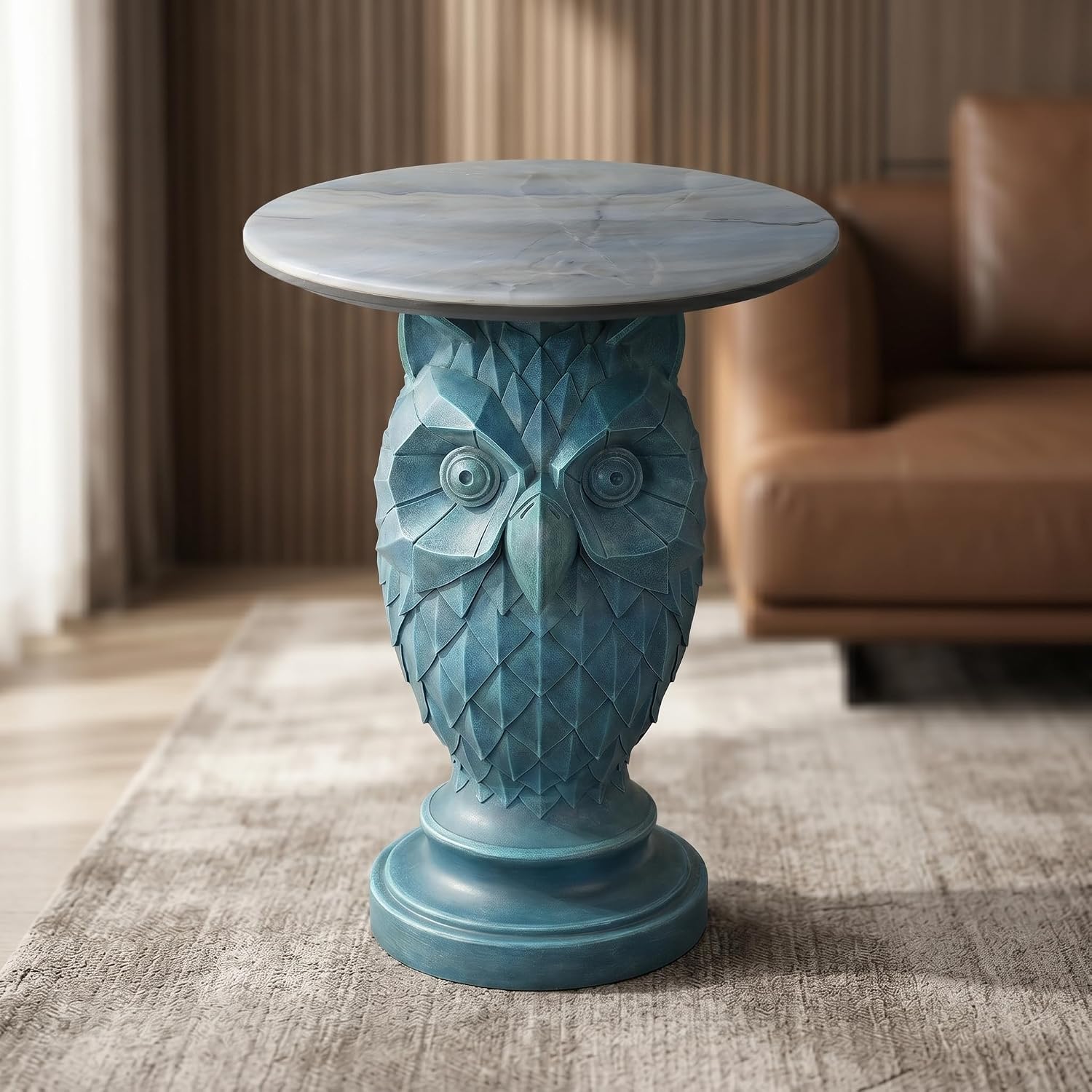 Amazon.com: elesculor Geometric Owl Side Table, Vibrant Teal Blue ...