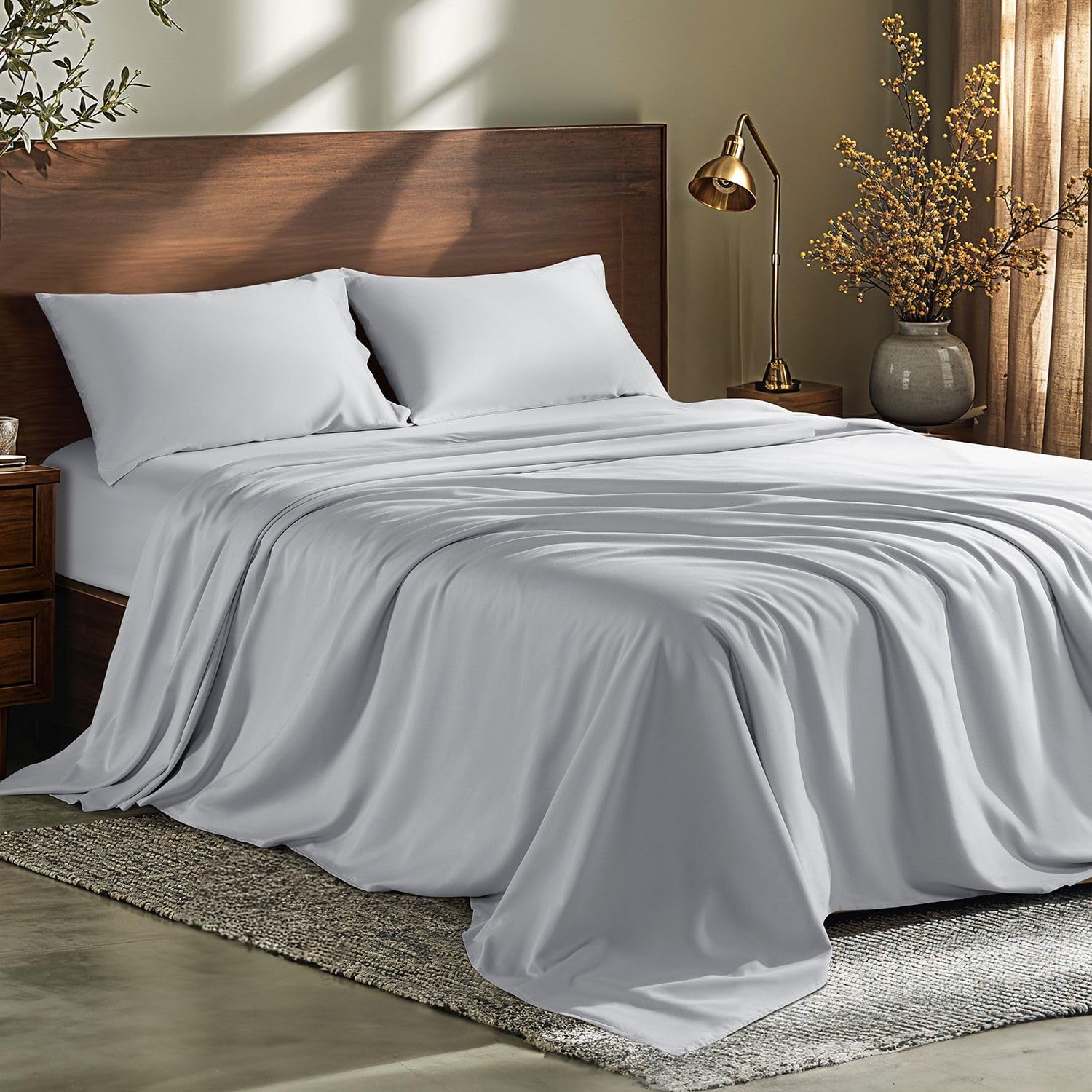 Amazon.com: SONORO KATE Cotton Tencel Sheets Set, Silky Cooling Sheets ...