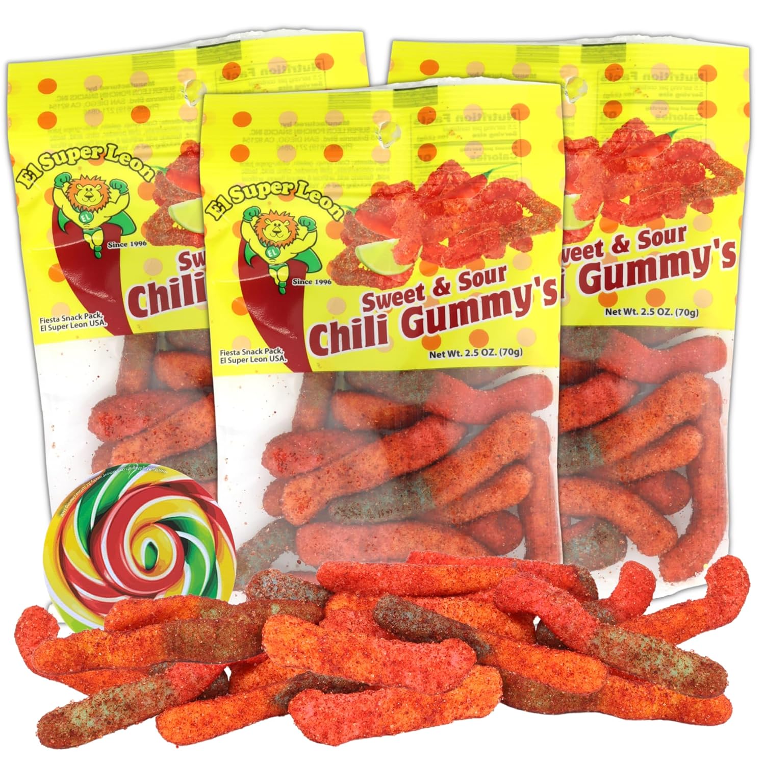 Amazon.com: Spicy Gummy Worms, Hot and Sour Chewy Candies, Chili Powder ...