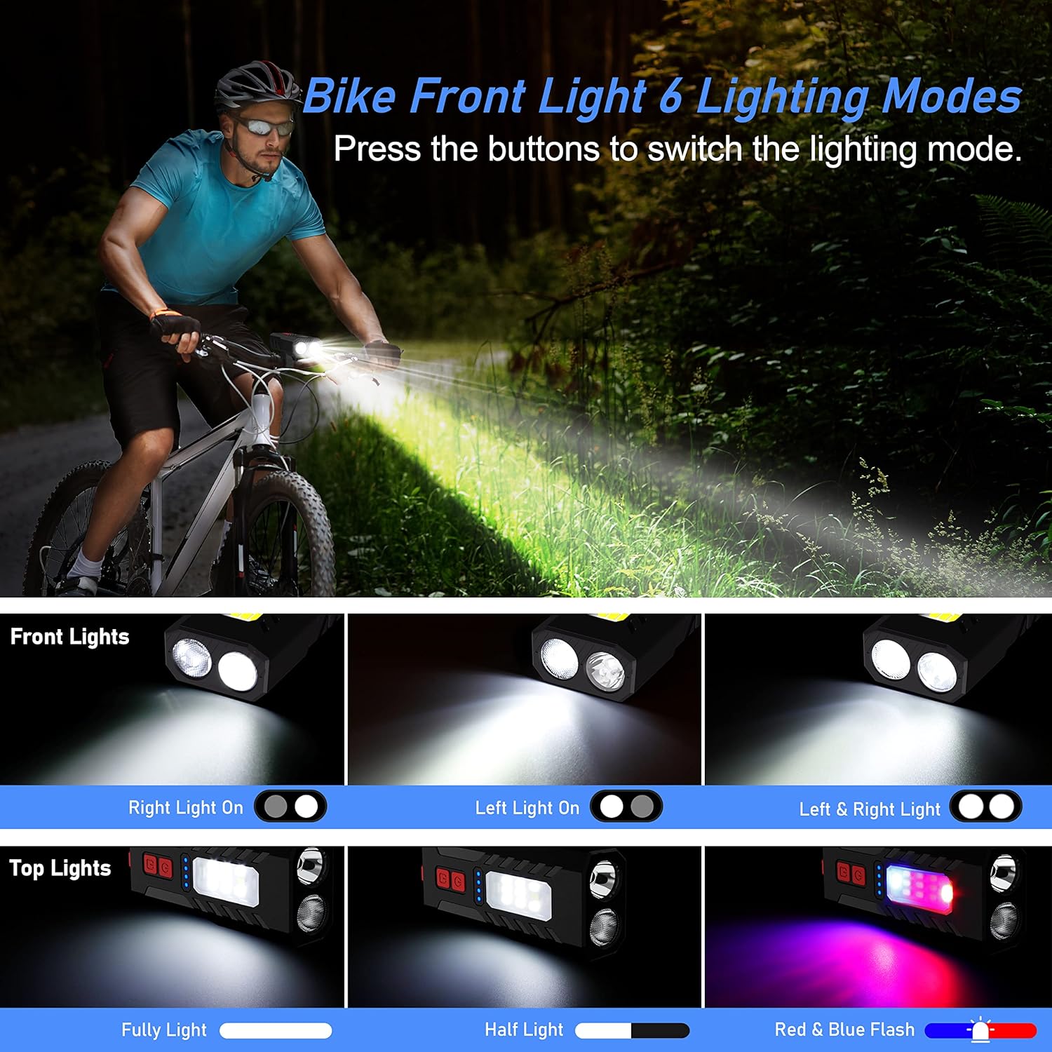 Blukar Bike Lights Set, Rechargeable Super Bright Bicycle Lights ...