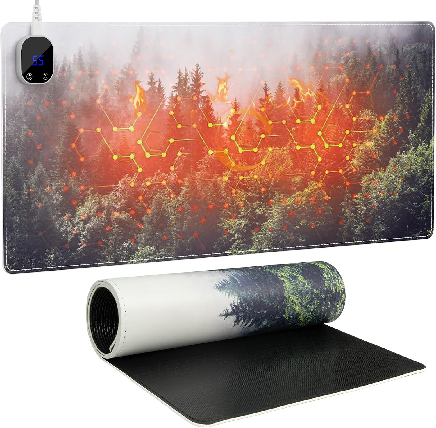 iCasso Heated Mouse Pad Hand Warmer, XXL Heated Desk Pad, 90x40cm Large ...