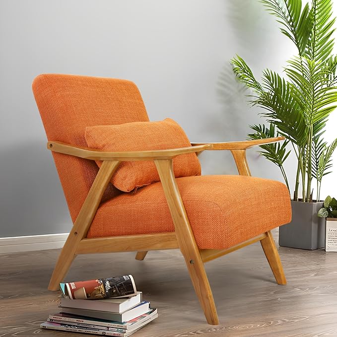 Amazon.com: OAKHAM Mid Century Modern Accent Chair, Single Fabric ...