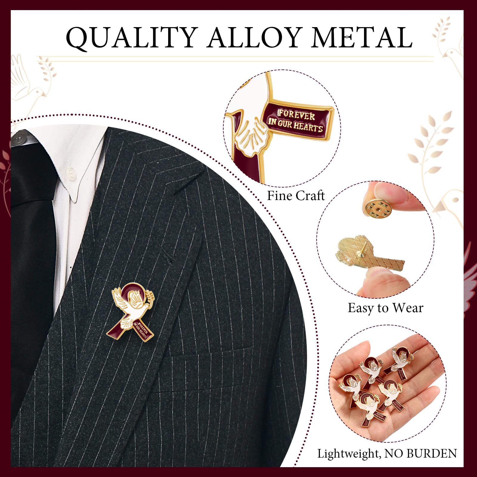 Snapklik.com : Loetere 60 Set Funeral Ribbon Pins Funeral Favors For ...