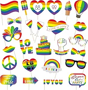 Amazon.com: 26 Pcs Pride Rainbow Photo Booth Props, Gay Pride Day Love ...