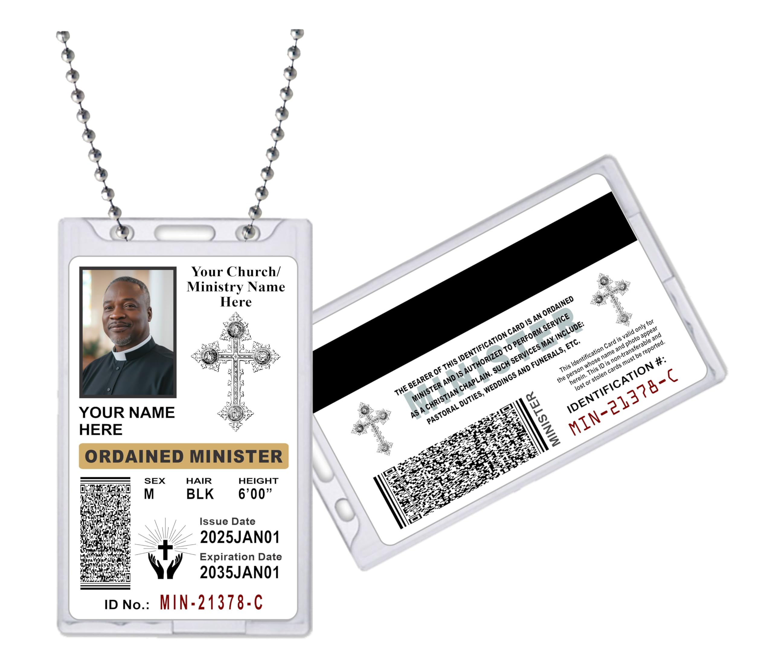 Amazon.com : Ordained Minister ID Card - Customizable with Your Photo ...