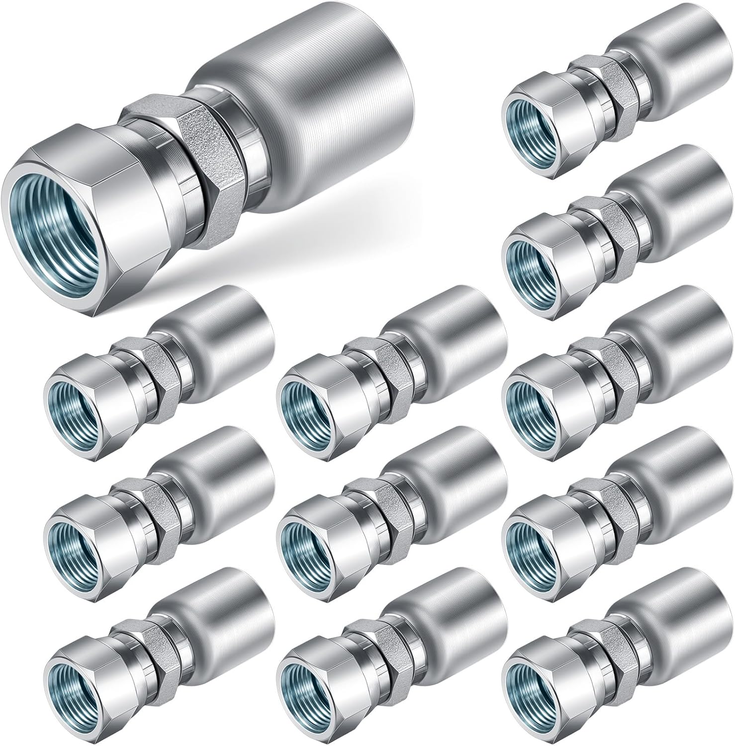 Blulu 12 Pcs 3/8" Hose x 3/8" Jic 37° Hydraulic Hose Fittings Female ...