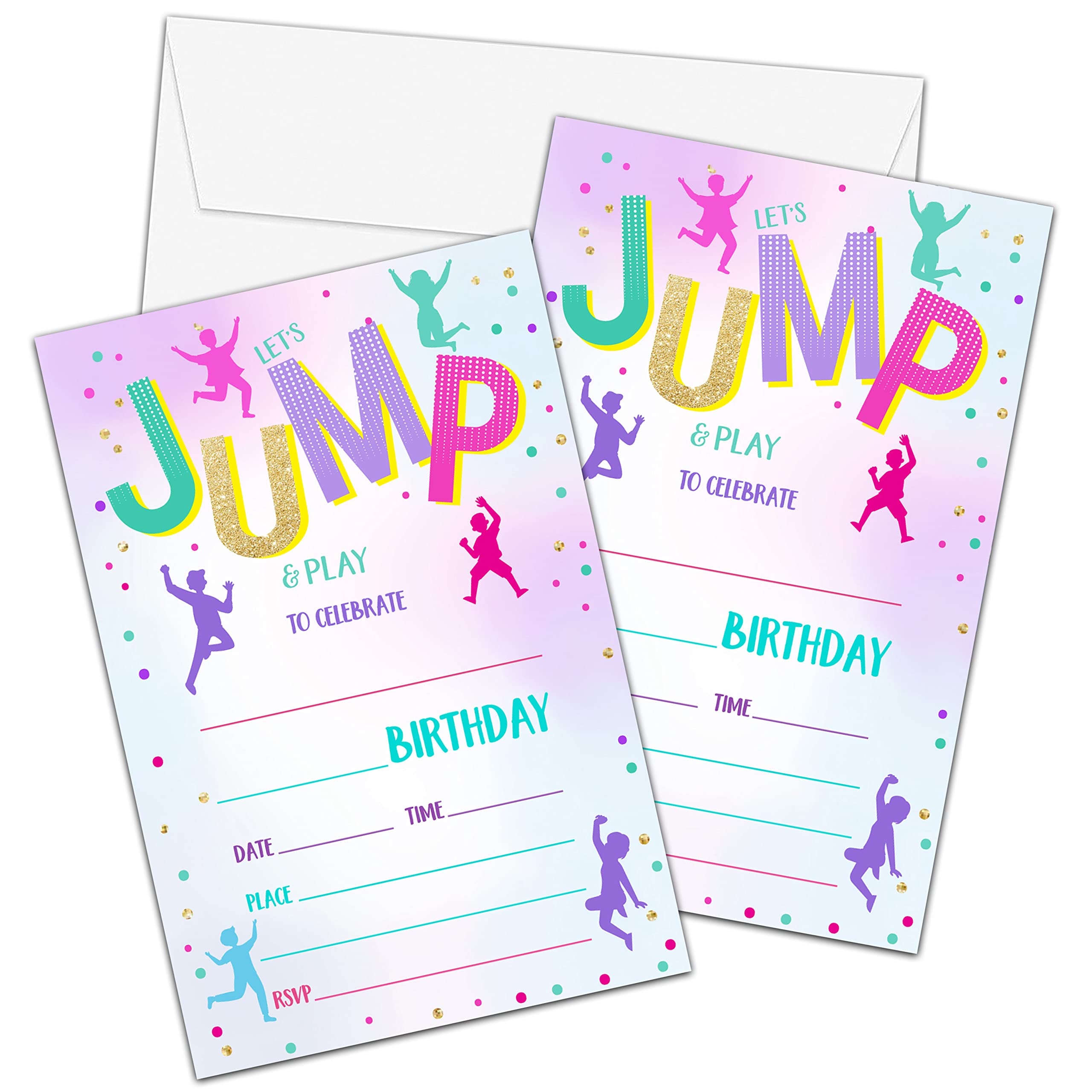 Amazon.com : ZIIUFRN Jump Trampoline Birthday Invitations With ...