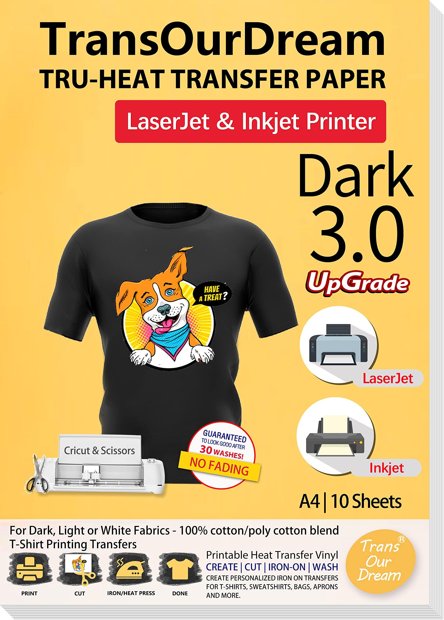 PPD Inkjet T Shirt Transfer Paper A4 for Dark Fabric x 5 Sheets PPD-4-5 ...