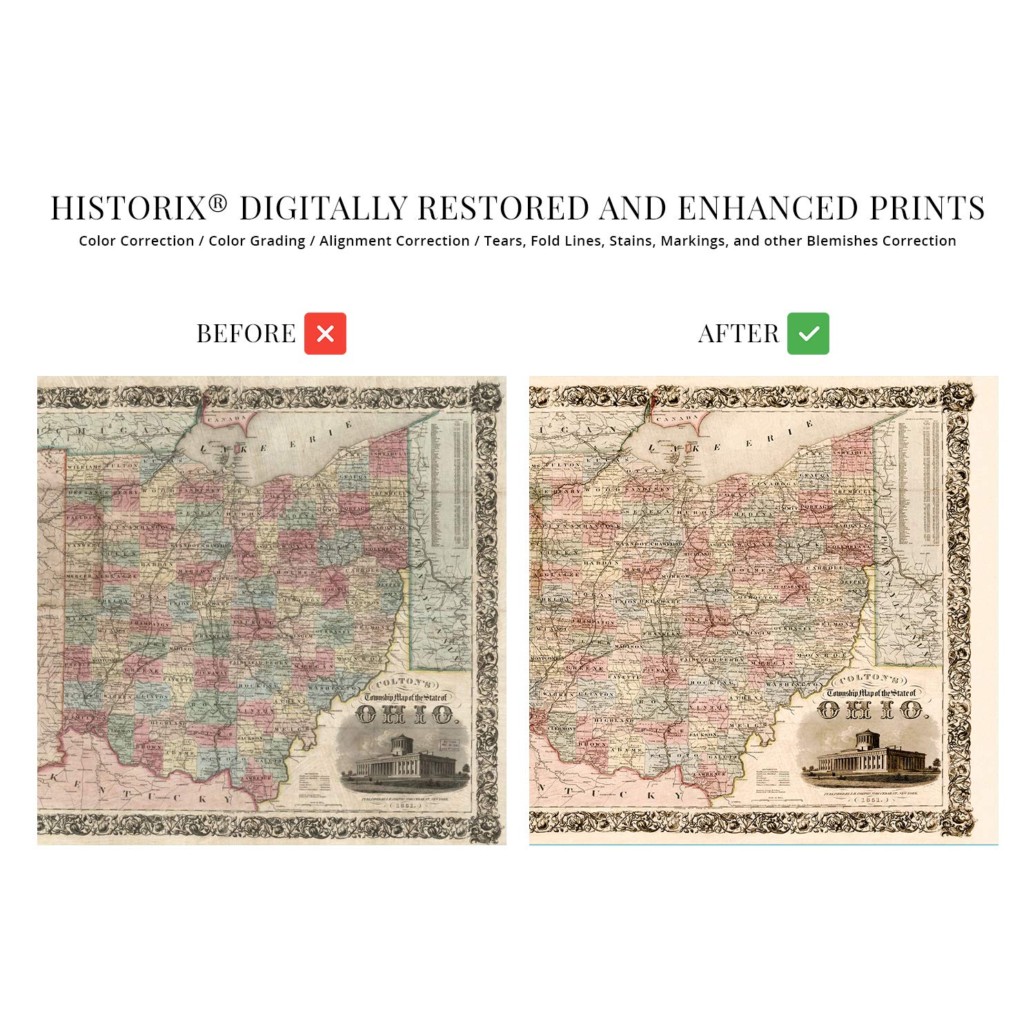 Snapklik.com : Vintage 1851 State Of Ohio Map - 18x24 Inch Ohio State ...