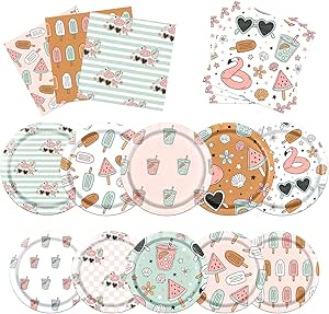 Amazon.com: Summer Paper Plates and Napkins Decorations,Pool Party ...