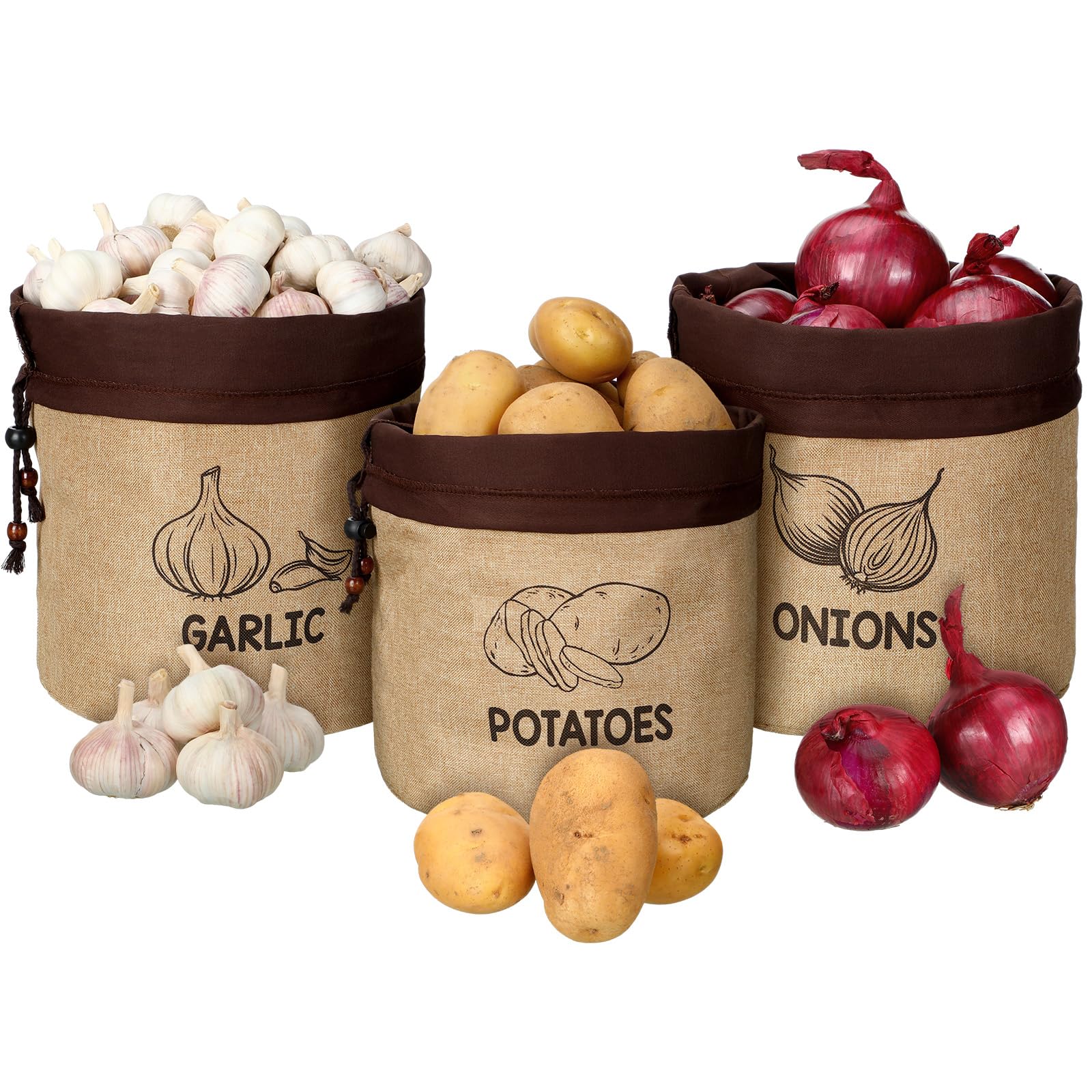 Amazon.com: Wowangce 3 Pcs Onion Bags with Drawstring Sustainable ...