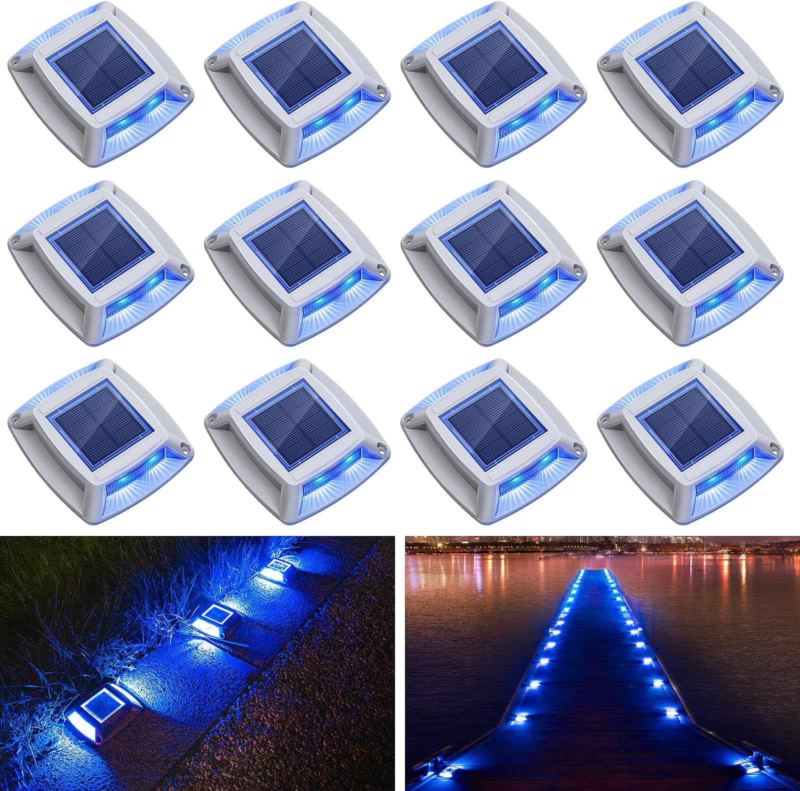 Quntis Solar Deck Lights for Outside, 3 Color Modes Deck Lights Solar ...
