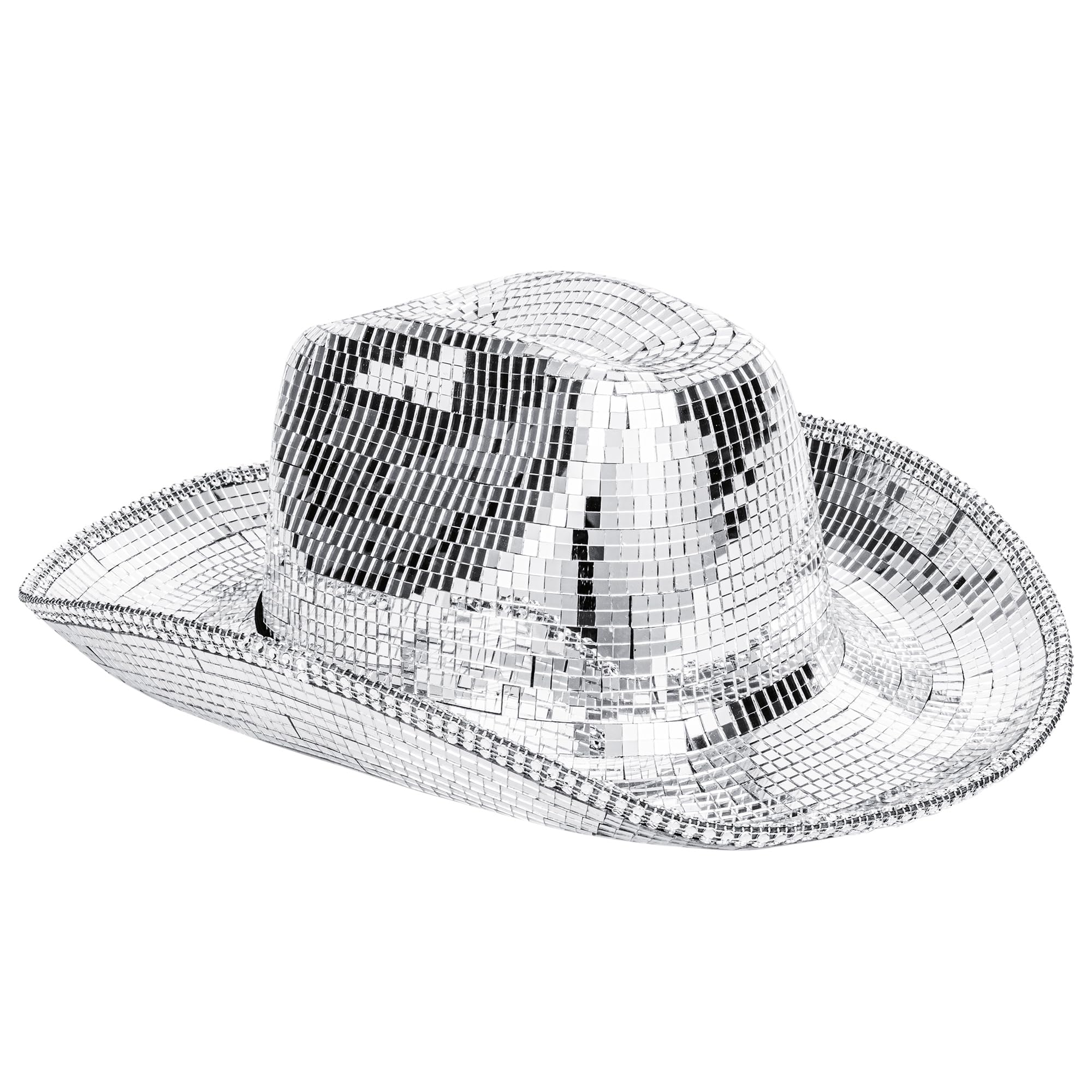 Disco Ball Western Cowboy Hat - Women Men Silver Mirrored Sparkly ...