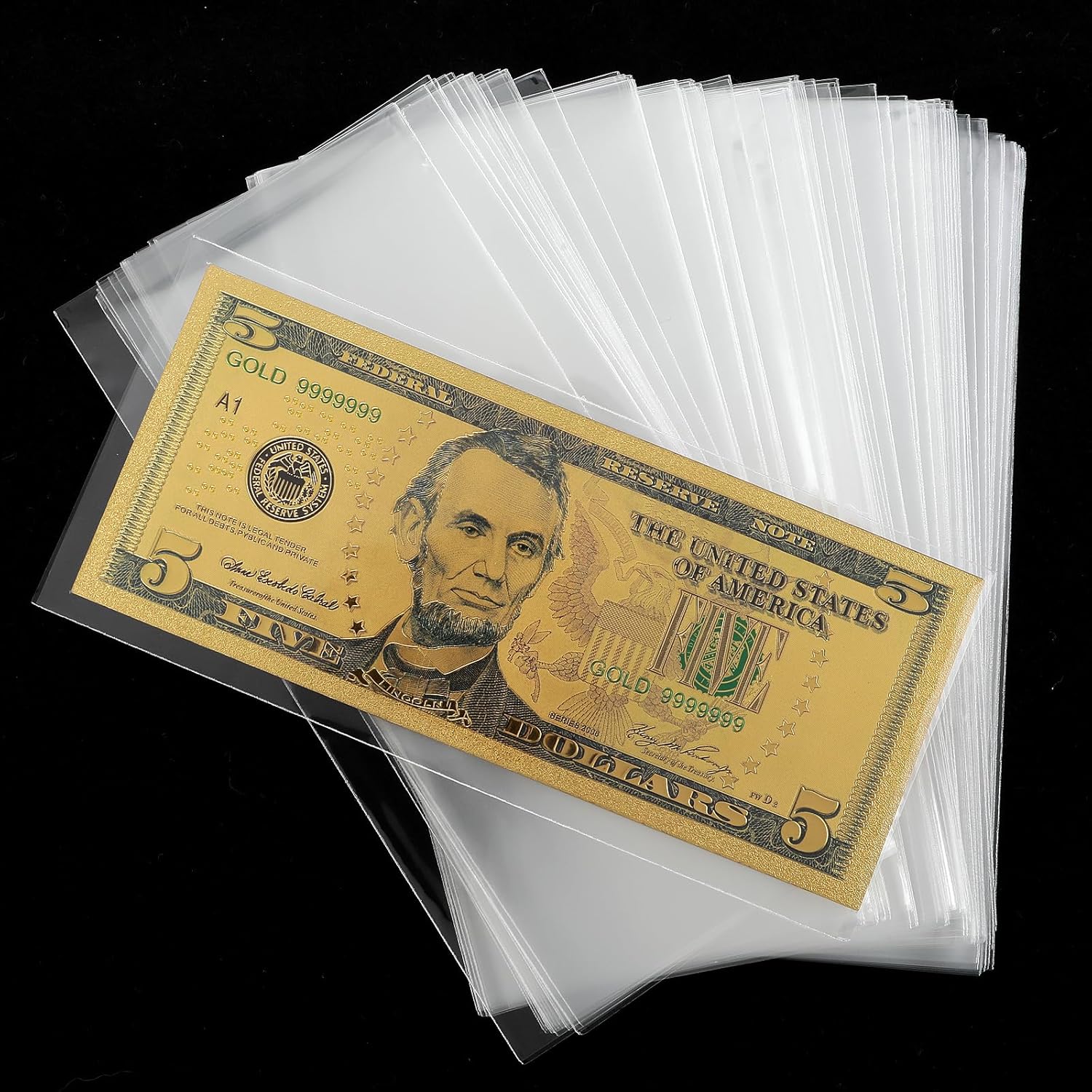 DSLSQD 100 Pieces Dollar Bill Sleeves, Money Sleeves for Cash Clear ...