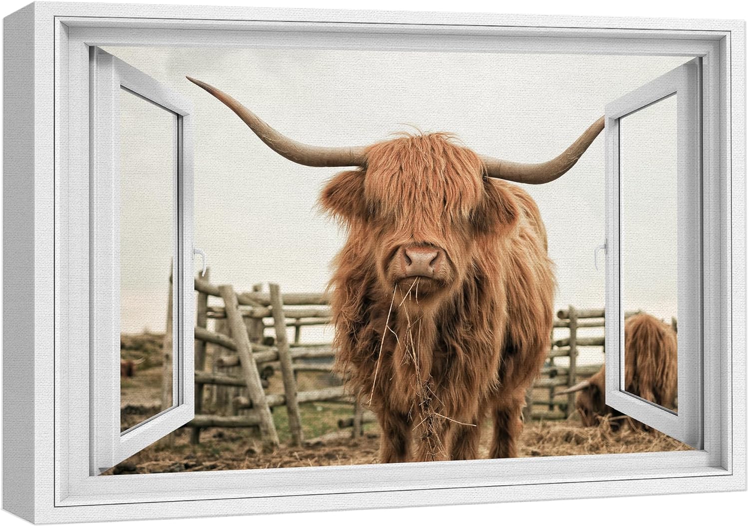 Amazon.com: wall26 Canvas Print Wall Art Shetland Cow Autumn Farmland ...