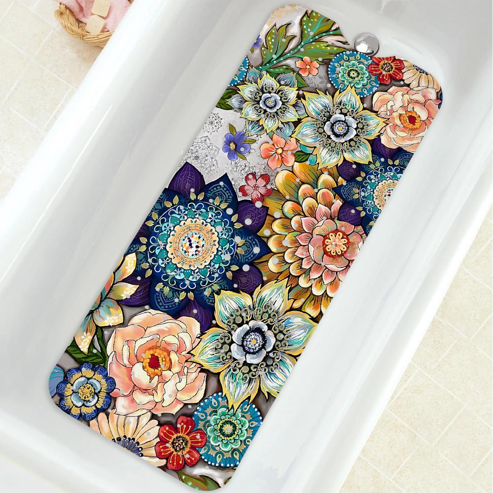 Amazon.com: Bathtub Mat Non Slip, Bohemia Extra Long Bath tub Mat ...