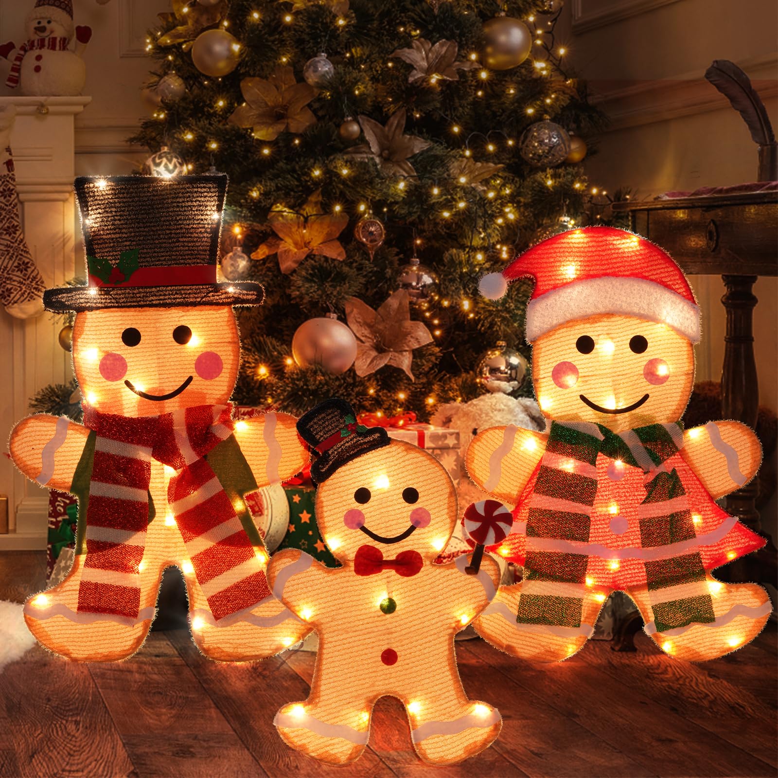 Amazon.com: Light Up Gingerbread Man Family Outdoor Christmas ...