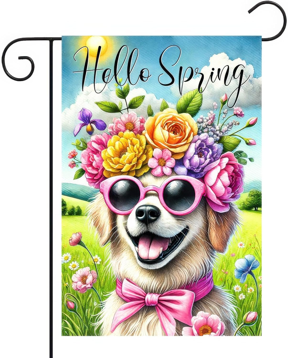 Amazon.com : BlissYard Hello Spring Garden Flag 12x18 Inch Double Sided ...