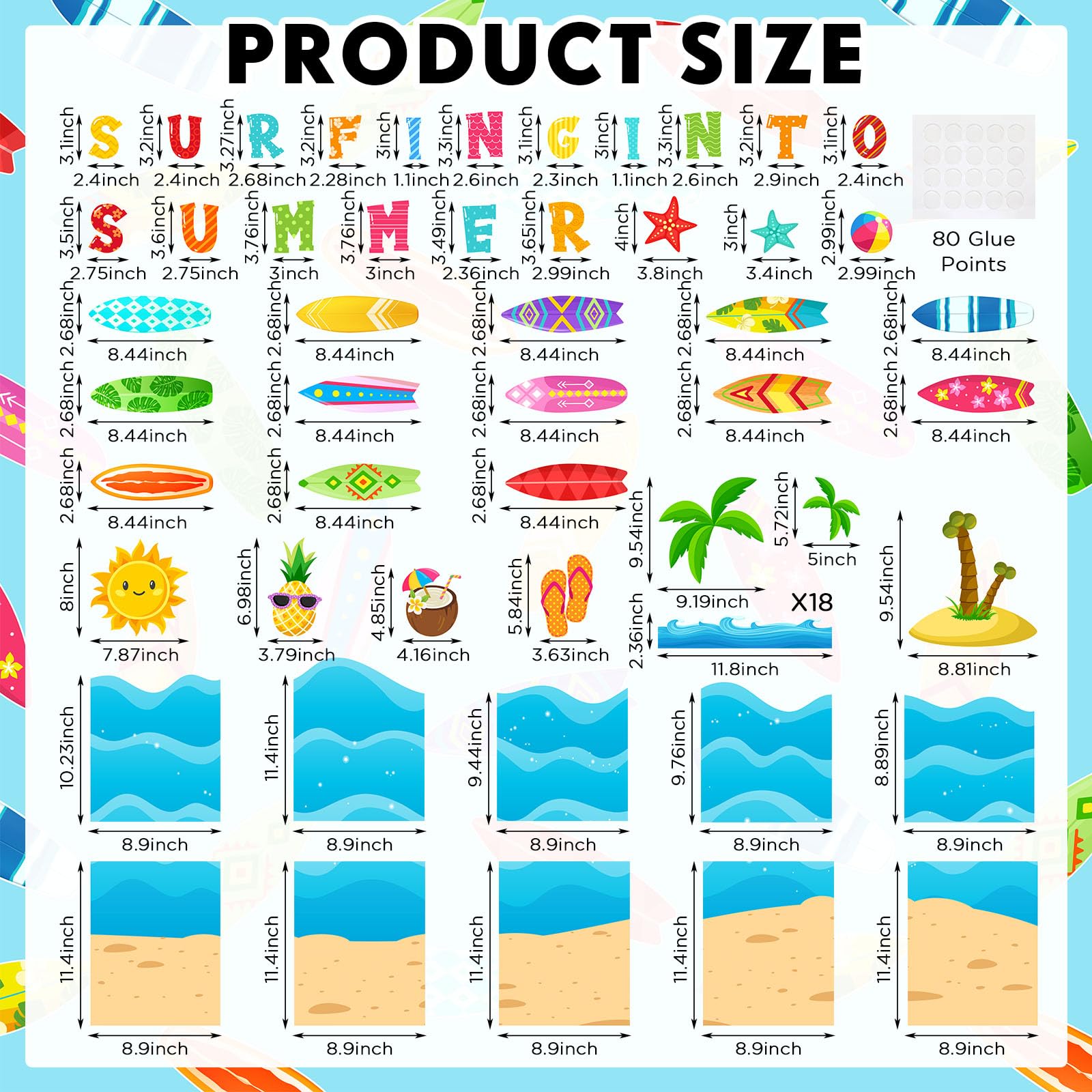 Snapklik.com : Pasimy Summer Bulletin Board Decorations Set Beach ...