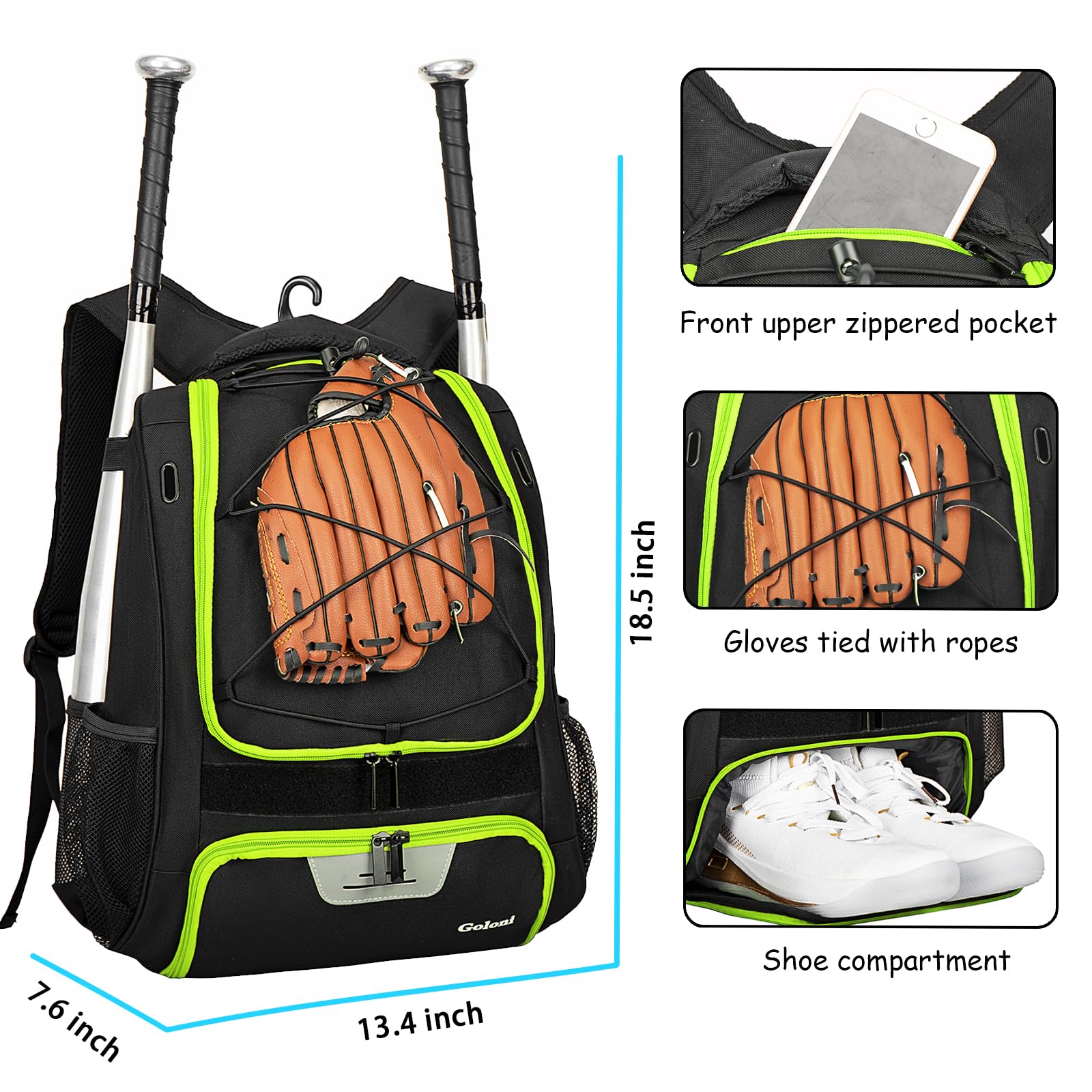 Snapklik.com : Baseball Backpack Bag For Adult And Youth Baseball ...