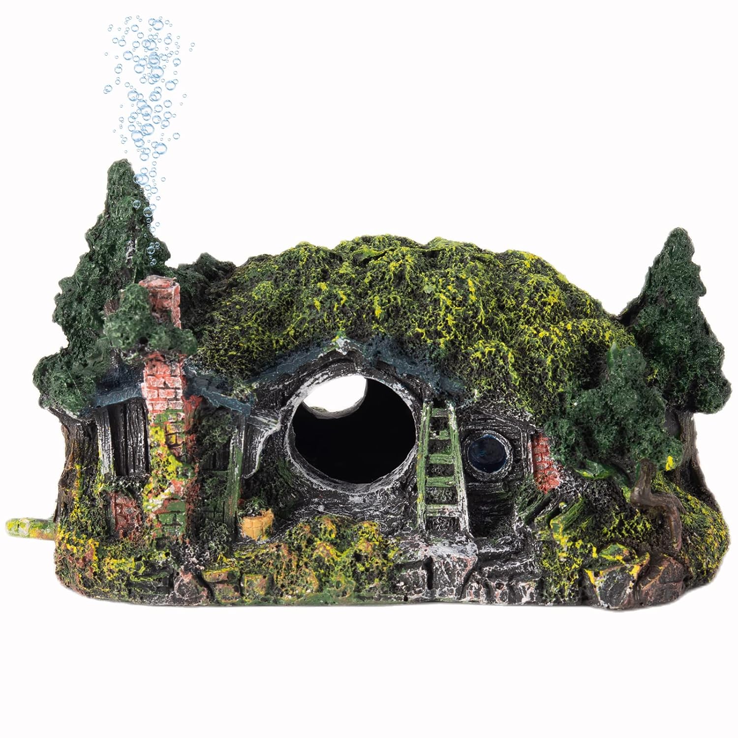 SOLEILLUNE Aquarium Decorations Small Fish Tank Bubbler Decor Hobbit ...