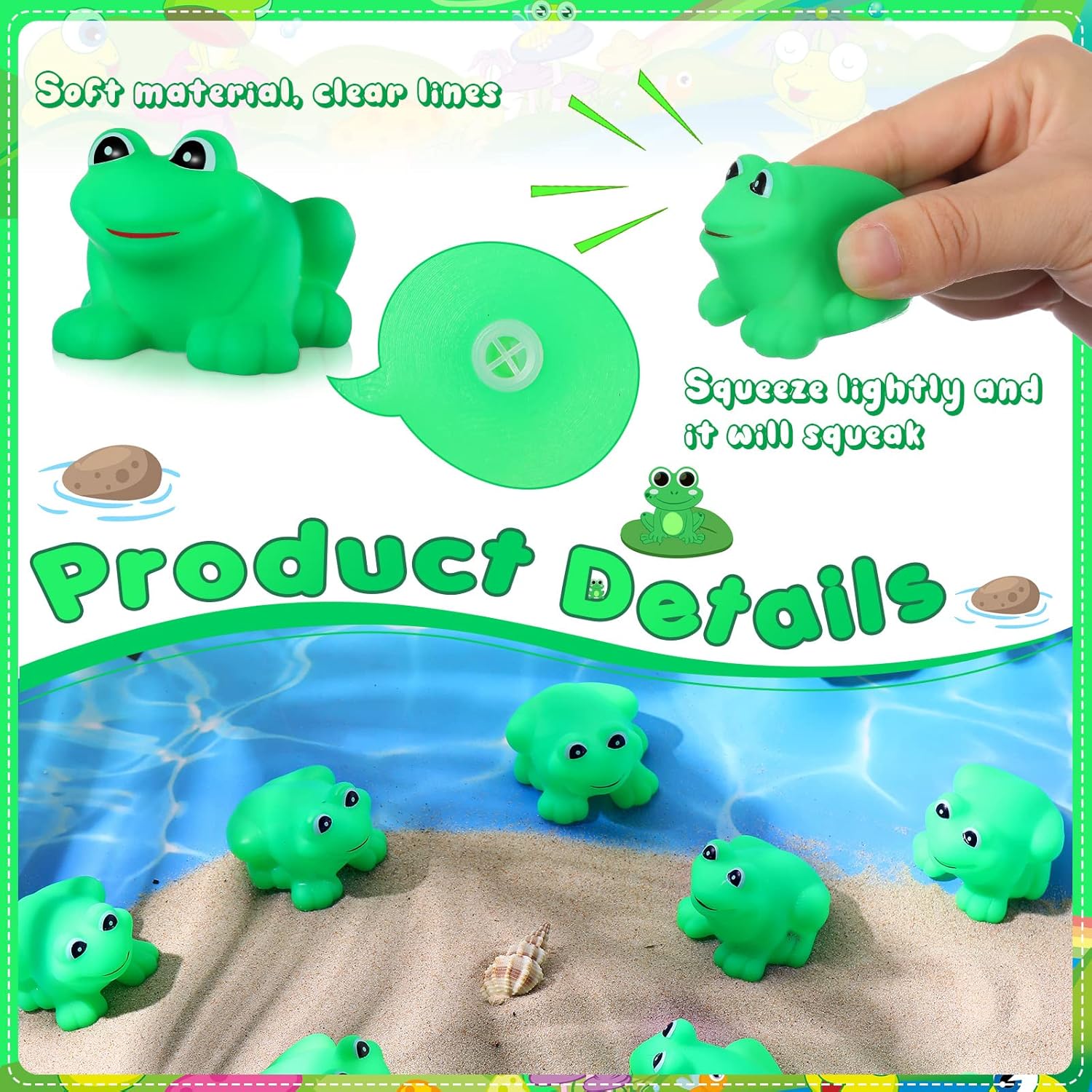 Honoson 100 piezas de juguete de baño de rana de goma, mini juguetes de ...